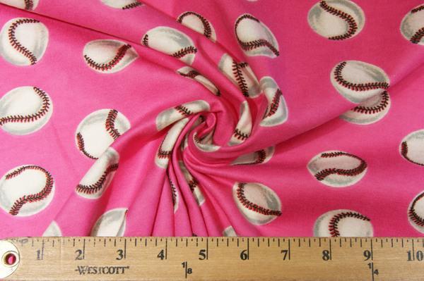 Pink Baseball Flannel - The Fabric Market