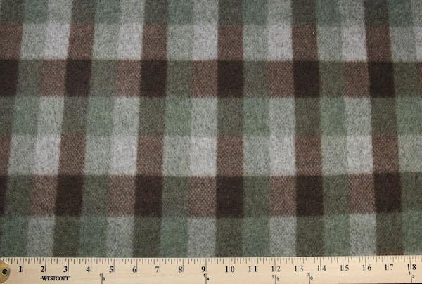 Plaid Poly Fleece - Moss & Brown - The Fabric Market
