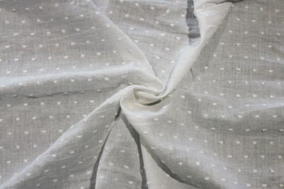 White Cotton Dimity with Mint Dotted Swiss - The Fabric Market