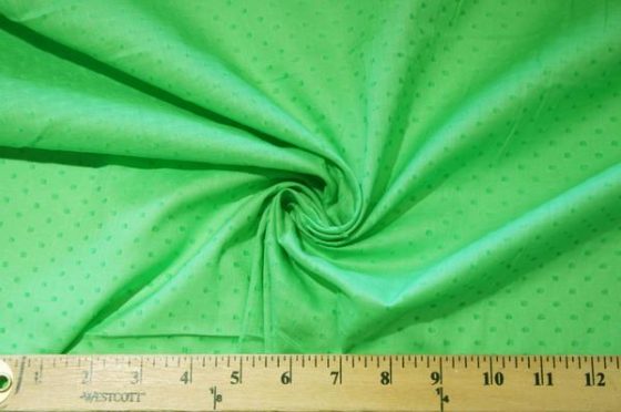 White Cotton Dimity with Mint Dotted Swiss - The Fabric Market