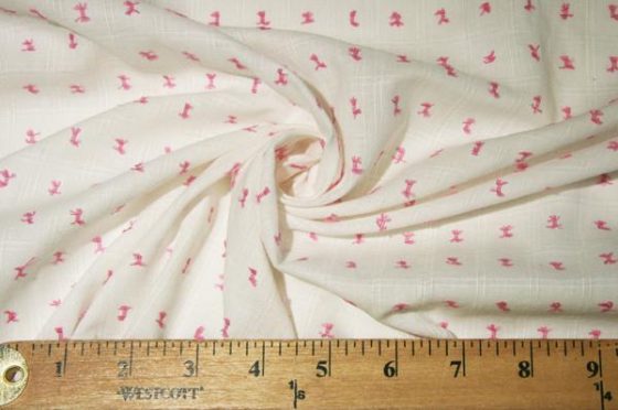 White Cotton Dimity with Mint Dotted Swiss - The Fabric Market