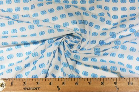 White Cotton Dimity with Mint Dotted Swiss - The Fabric Market